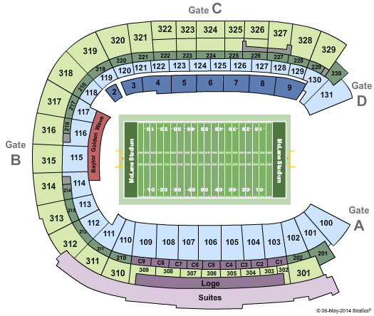 Baylor Football Stadium Map